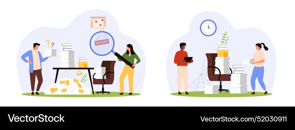 Office staff shortage paperwork overload human Vector Image