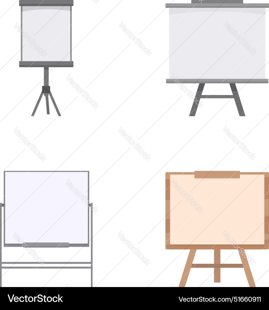 Set of blank presentation boards and easels Vector Image