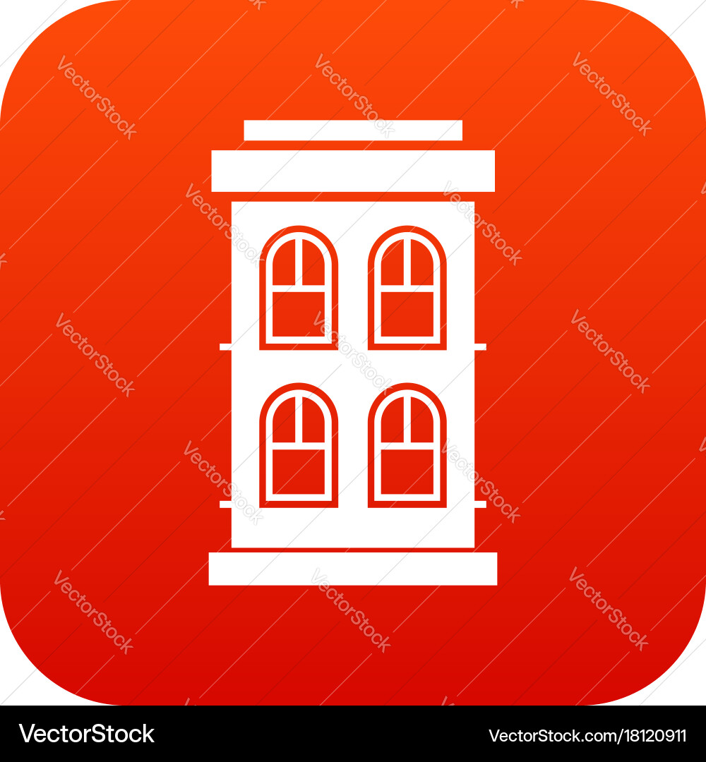Two-storey house with large windows icon digital Vector Image