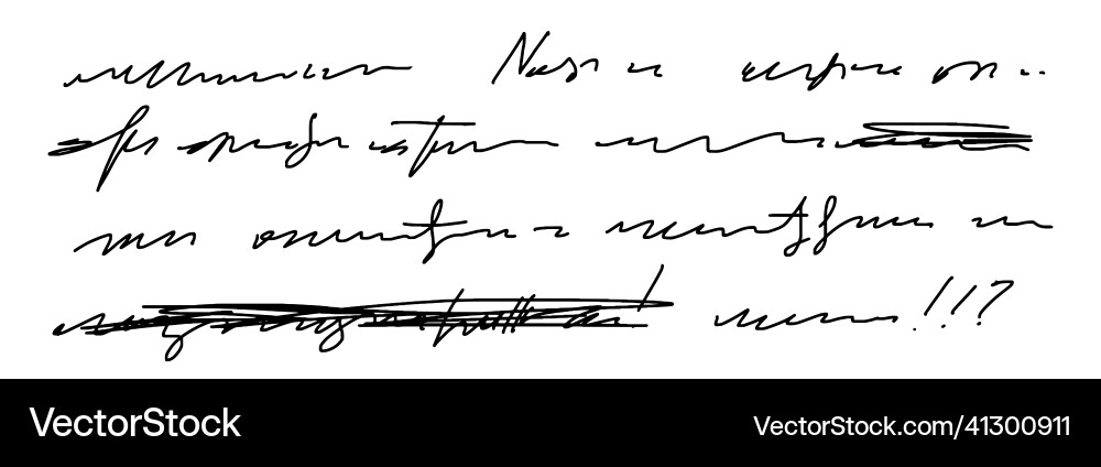 Unreadable handwritten text sweeping handwriting Vector Image