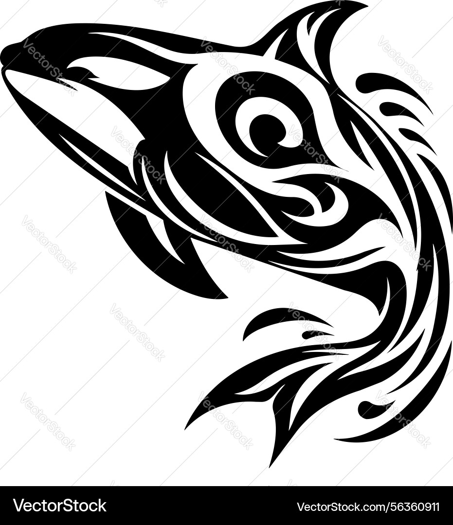 X-default dynamic orca whale silhouette Royalty Free Vector