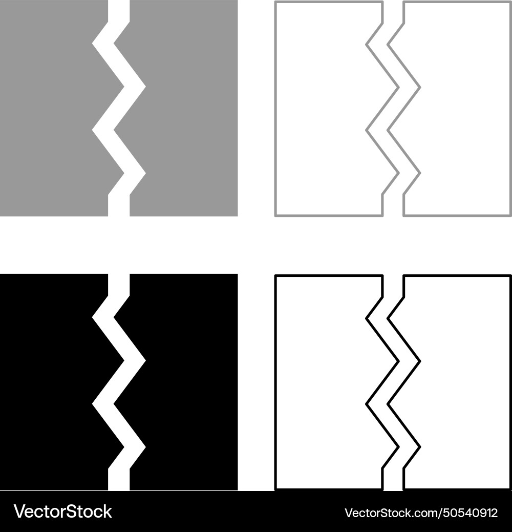 Breach broken torn tear object document set icon Vector Image