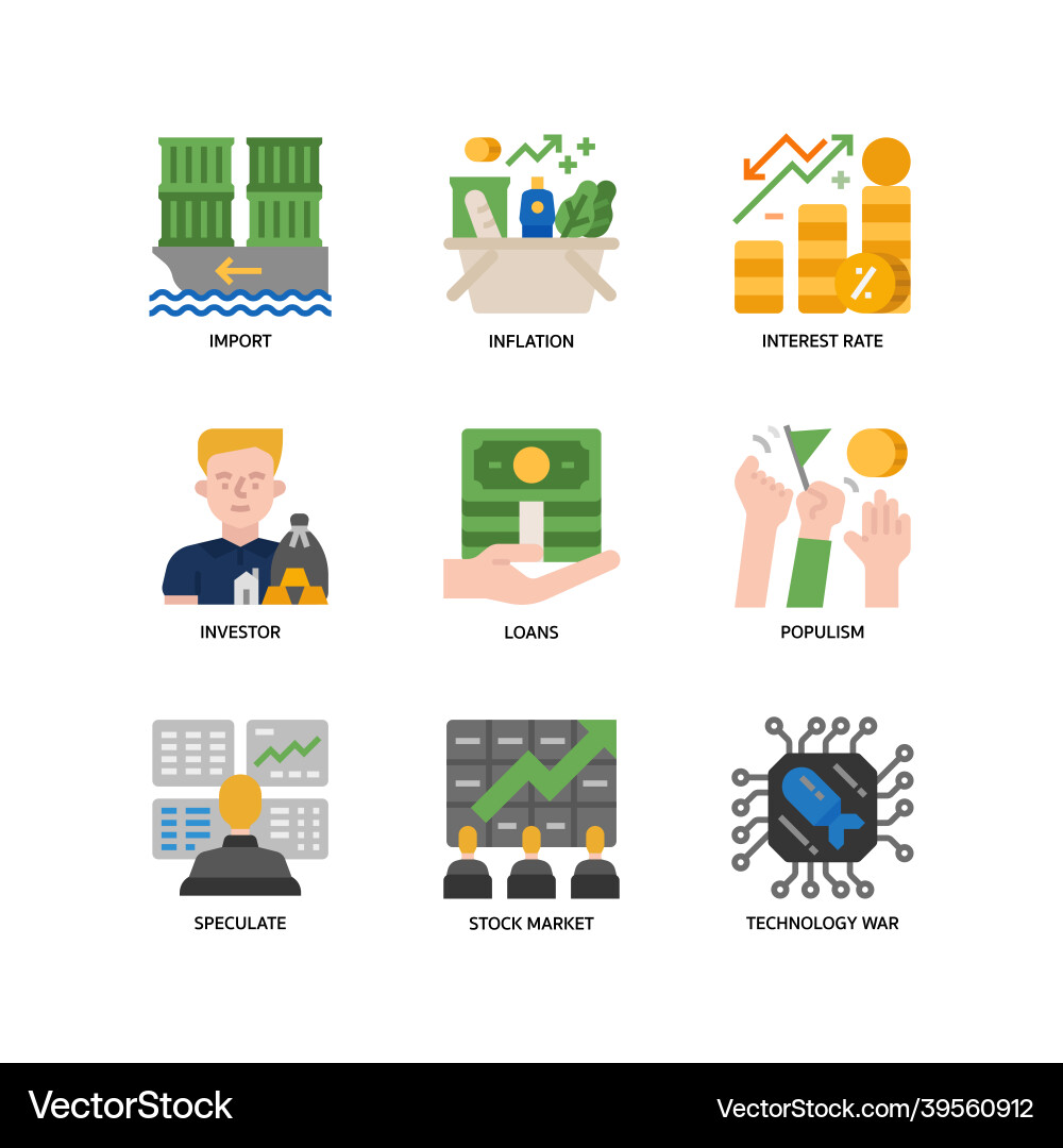 Economic crisis icons set Royalty Free Vector Image