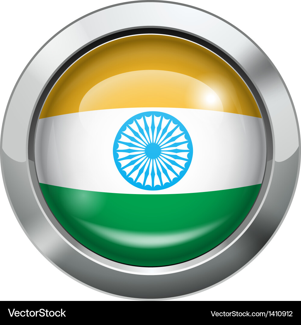 India flag metal button Royalty Free Vector Image