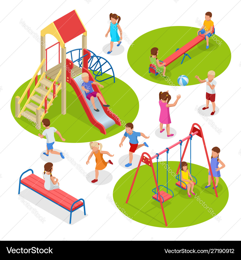 Isometric Kids Playground Scene Royalty Free Vector Image