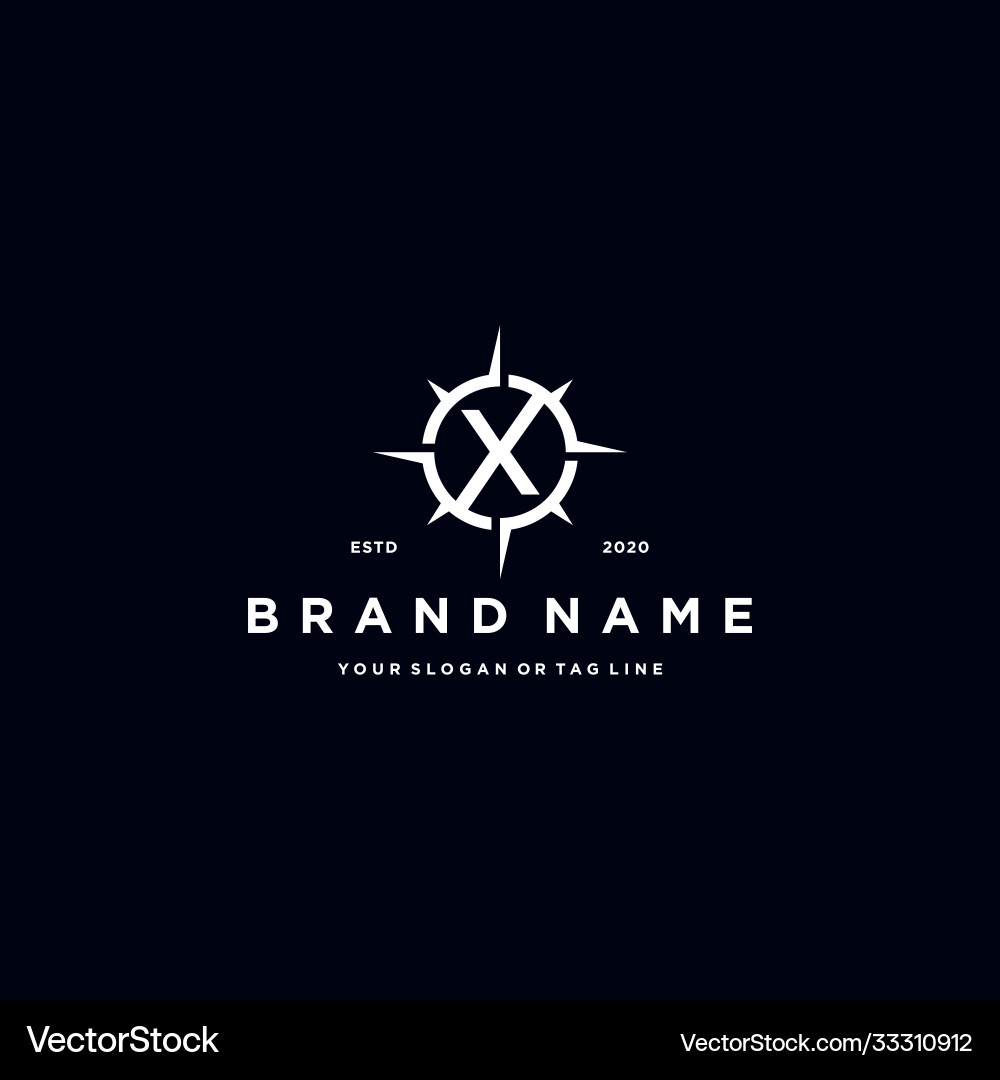 Letter x compass logo design Royalty Free Vector Image