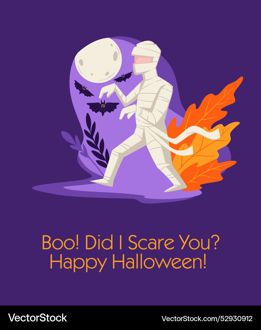 Mummy walking under full moon Royalty Free Vector Image