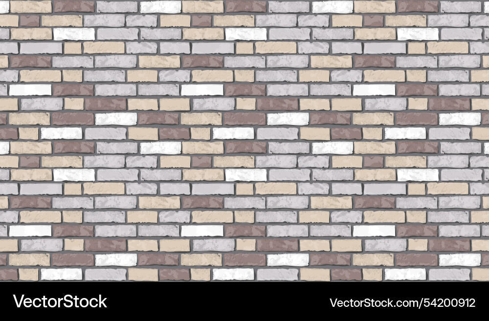 Realistic grey beige brick wall pattern Royalty Free Vector