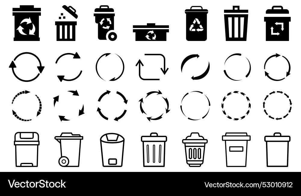 Recycle Bin & Arrow Icons Royalty Free Vector Image