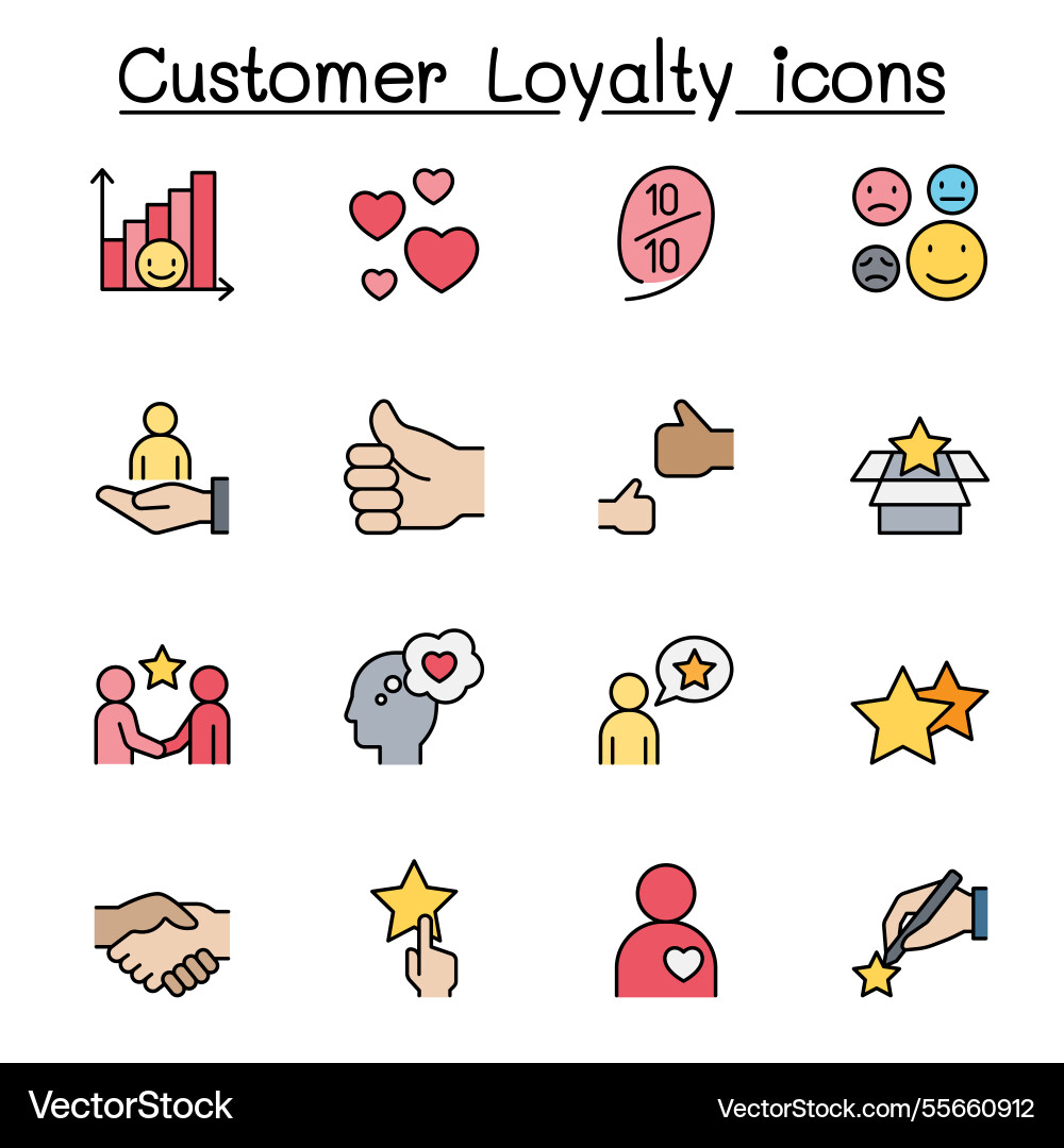 Set of customer loyalty line contains Royalty Free Vector