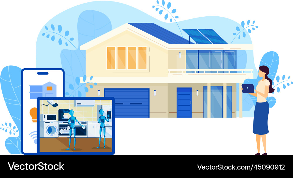 Smart home security connected and control Vector Image