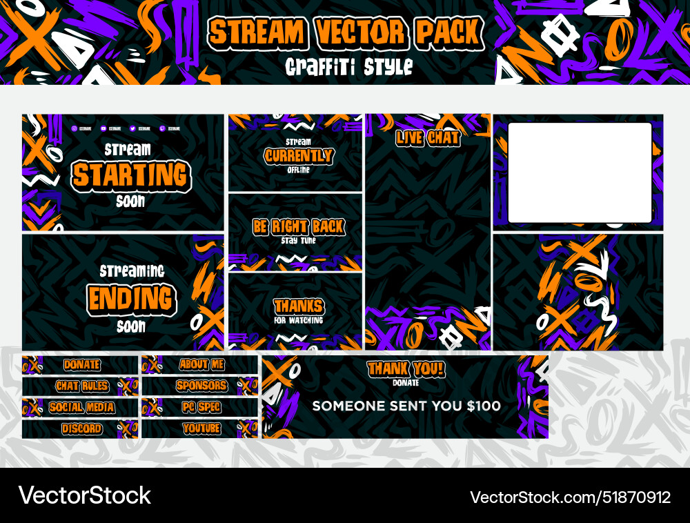 Stream panel pack design 5 Royalty Free Vector Image