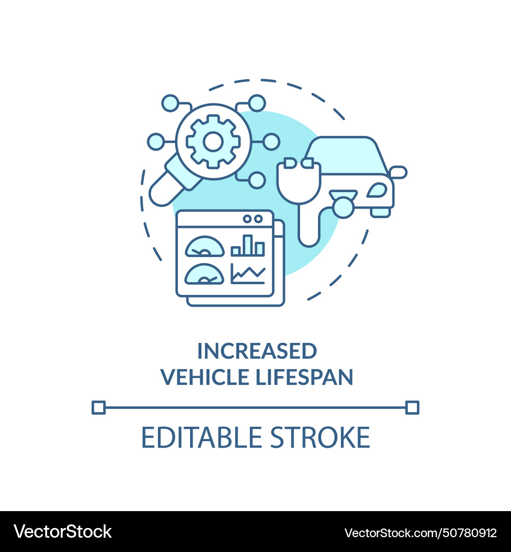 Vehicle increased lifespan soft blue concept icon Vector Image