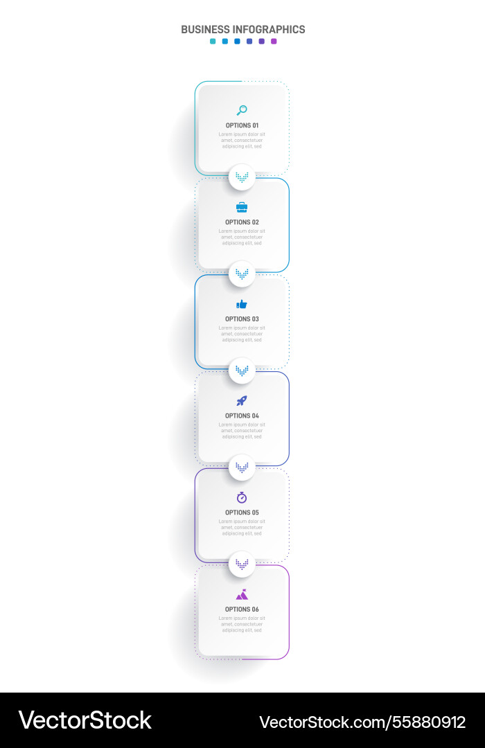 Vertical progress bar featuring 6 arrow-shaped Vector Image