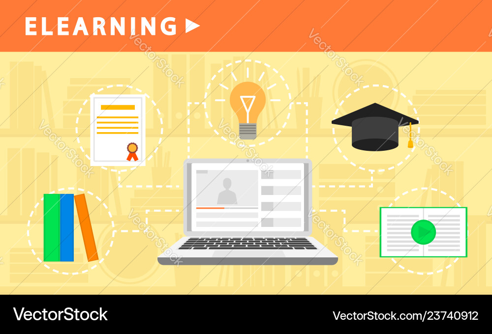 Web learning banner flat style Royalty Free Vector Image