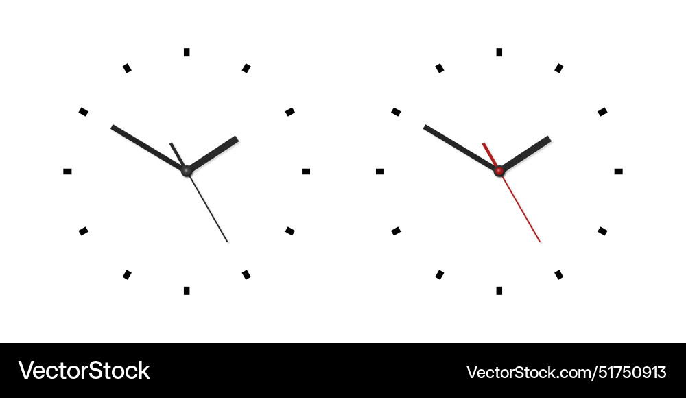 3d realistic wall office clock face set Royalty Free Vector