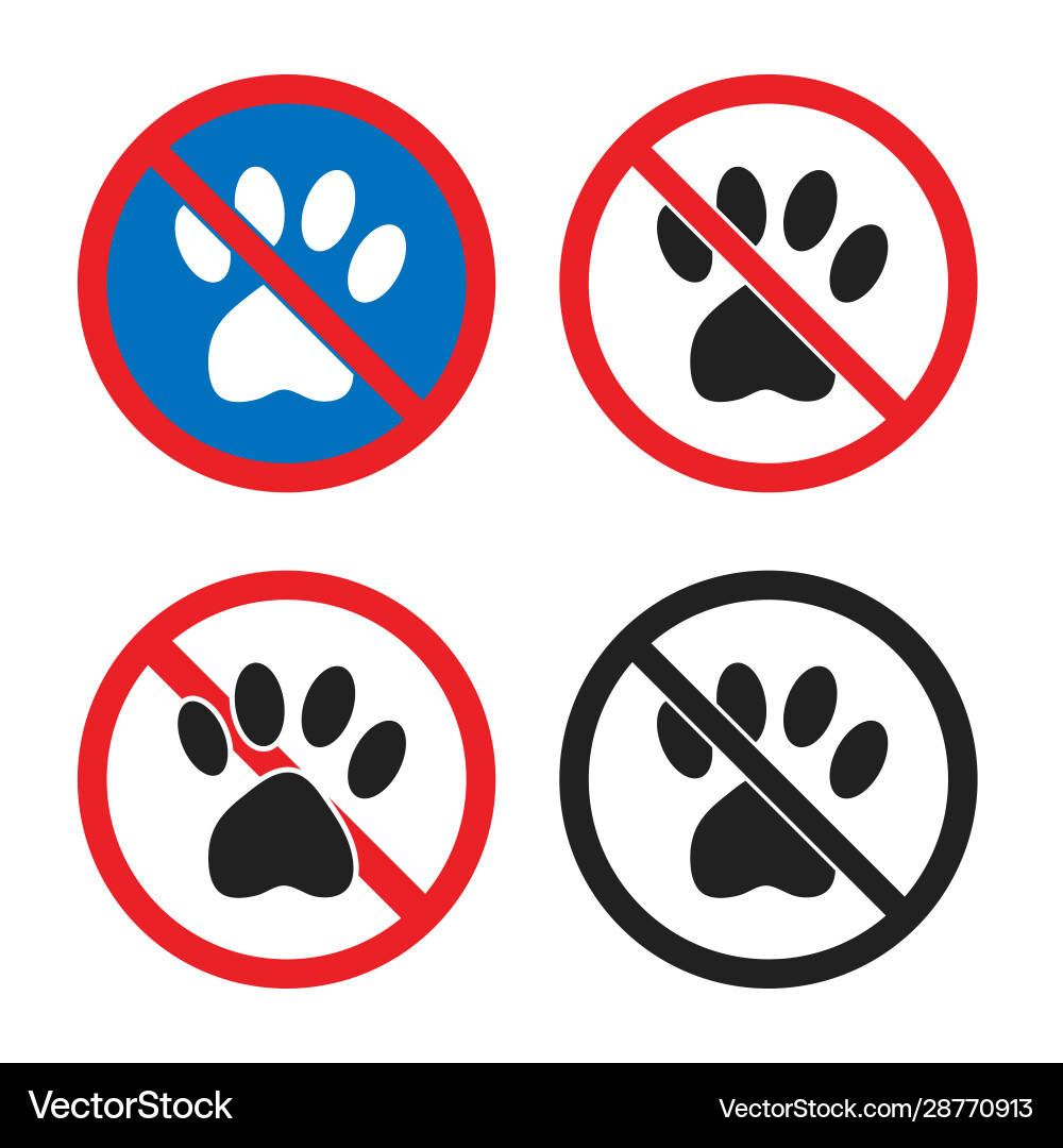 Animal Prohibition Sign Set Royalty Free Vector Image