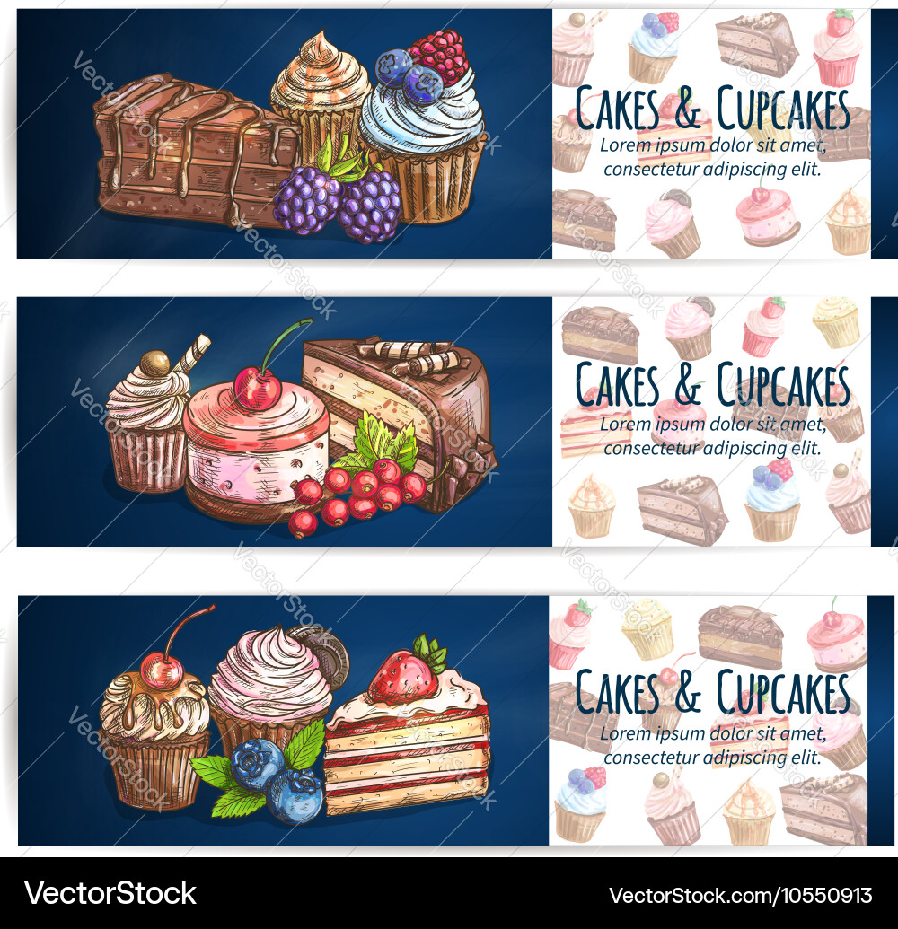 Bakery confectionery pastries desserts poster Vector Image