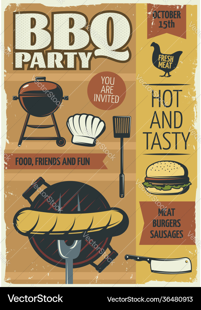 Bbq party poster Royalty Free Vector Image - VectorStock