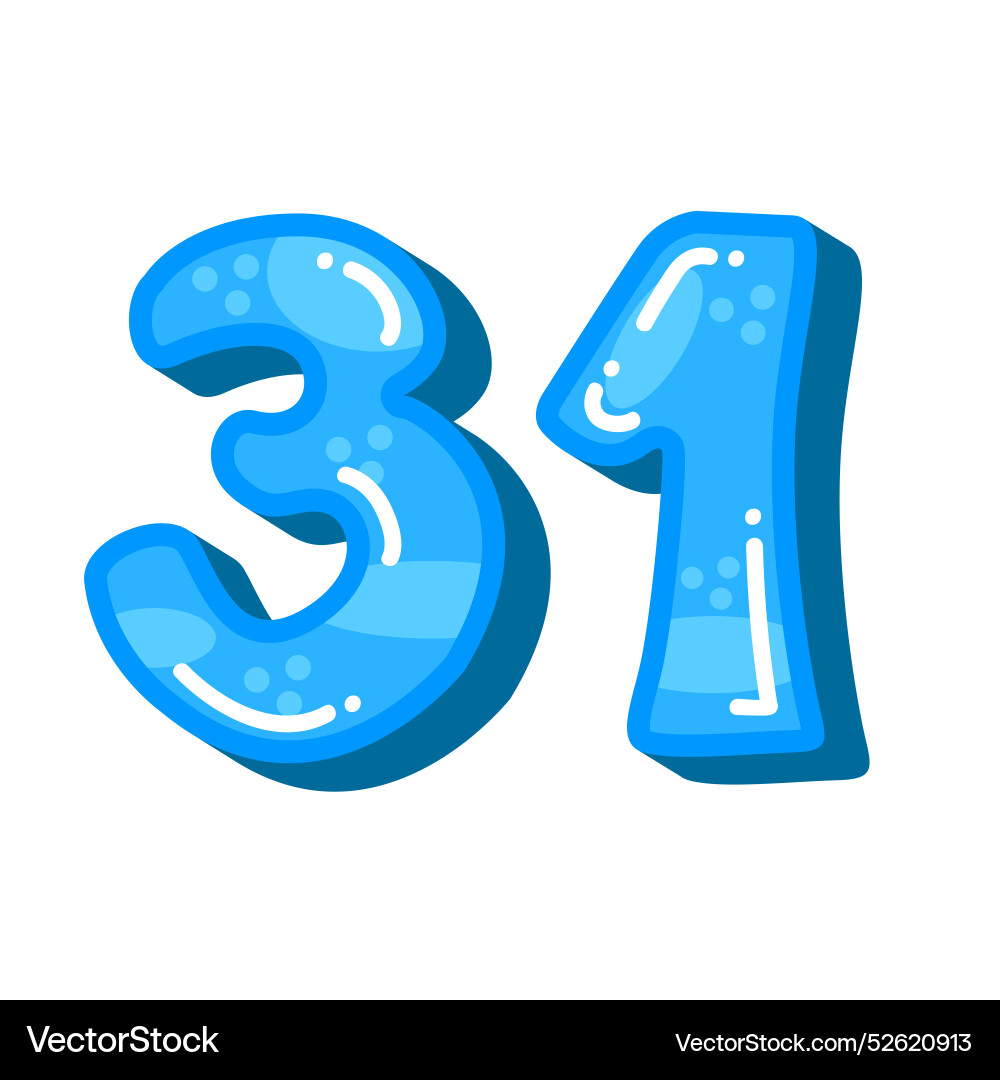 Blue color number 31 thirty one image Royalty Free Vector