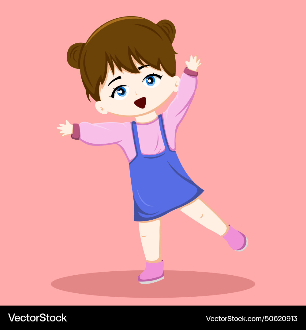 Cute girl standing on one leg Royalty Free Vector Image
