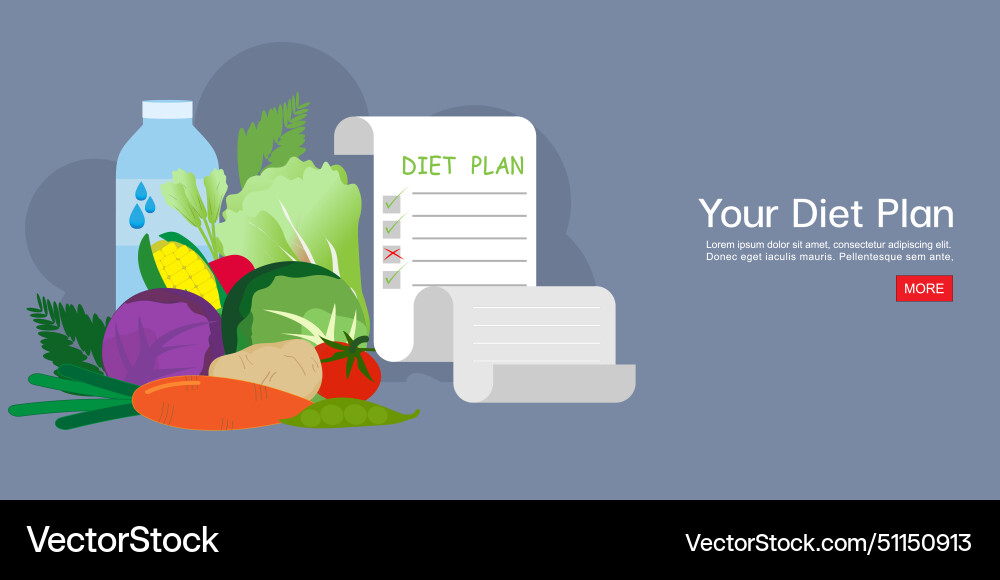 Diet plan schedule with healthy food Royalty Free Vector