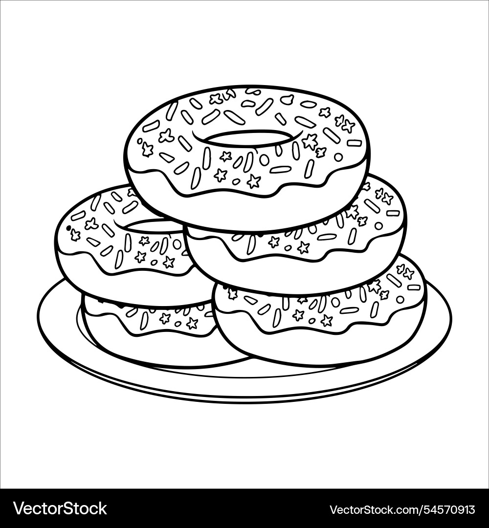 Donut outline art doughnut outline icon Royalty Free Vector