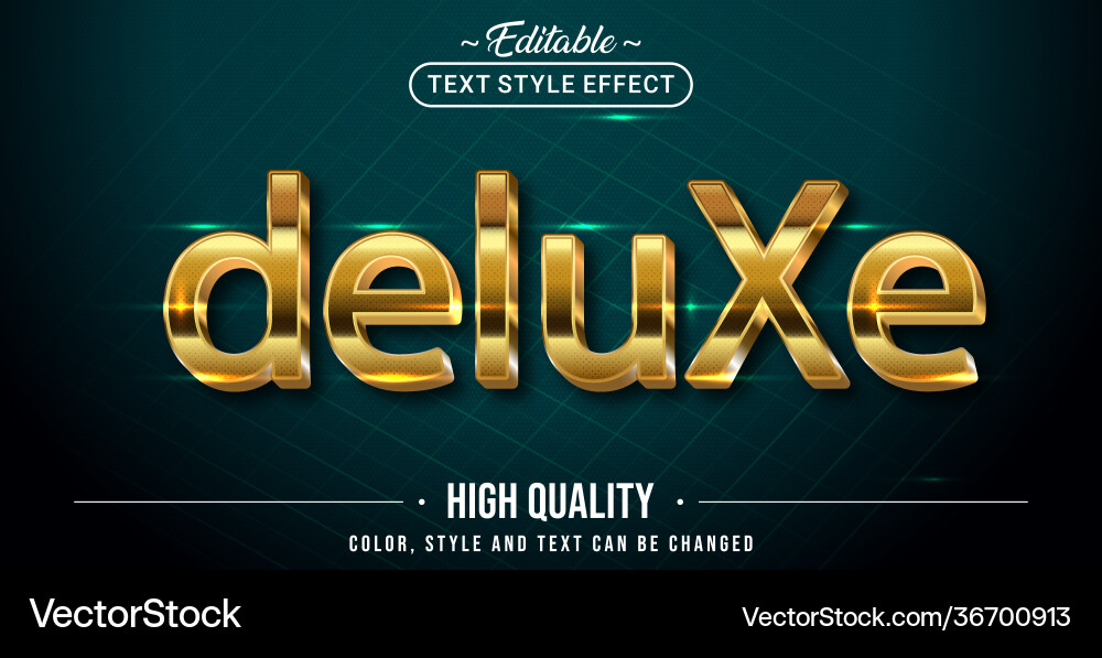 Editable text style effect - gold deluxe Vector Image