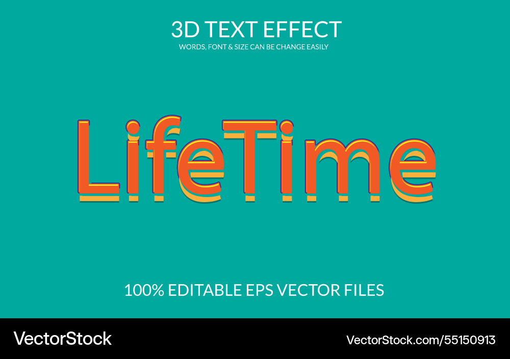 Life time text effect Royalty Free Vector Image