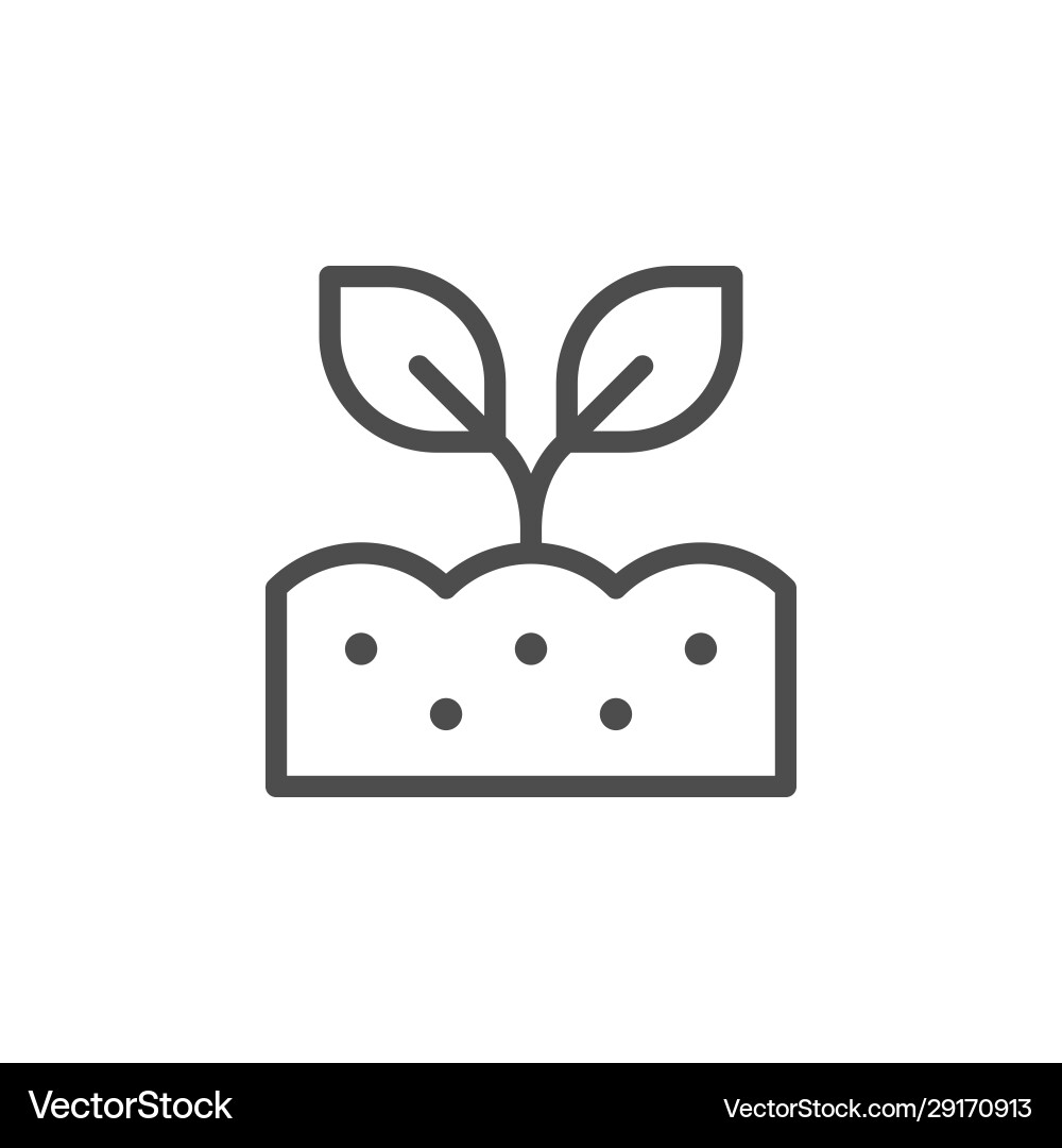 Plant and soil line outline icon Royalty Free Vector Image