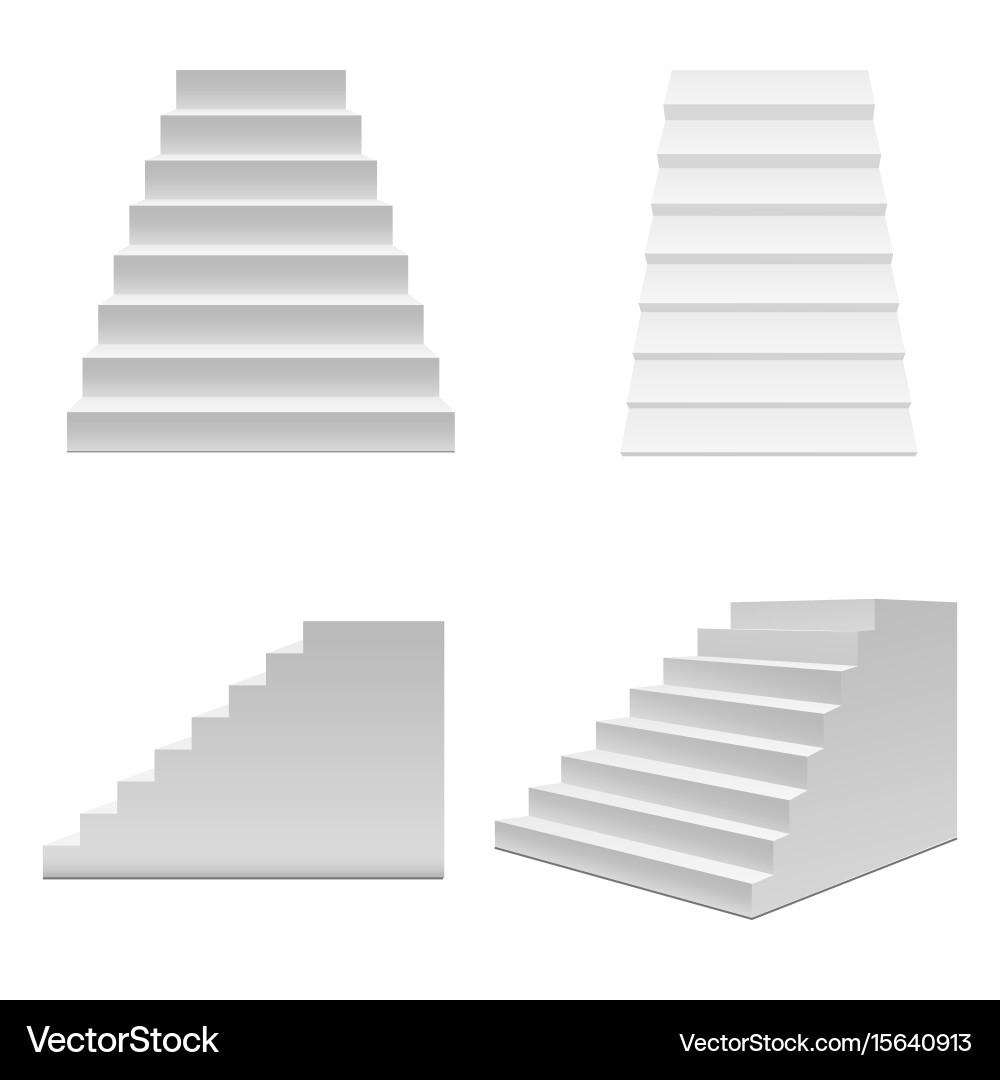 Realistic template blank white staircase or stairs