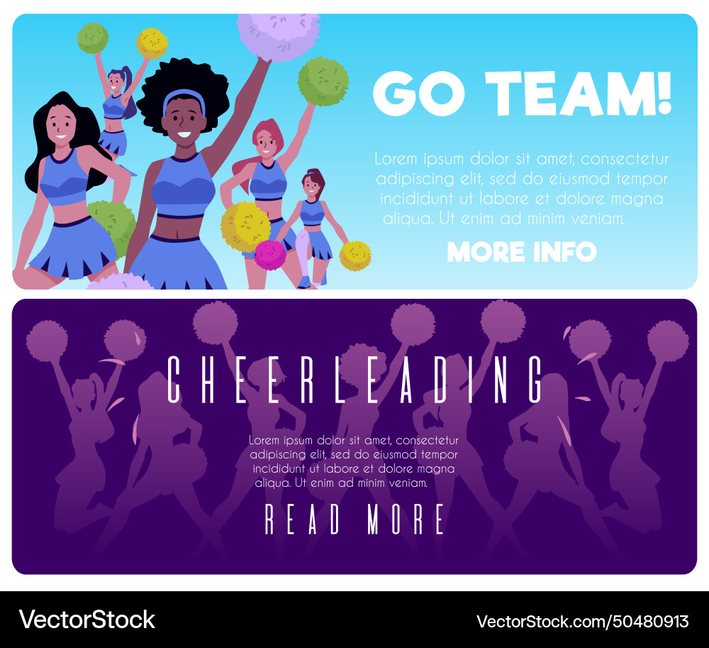 Set of banners cheerleaders in a dynamic Vector Image