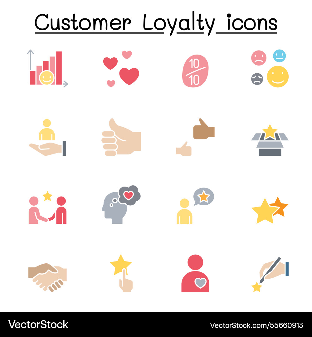 Set of customer loyalty line contains Royalty Free Vector