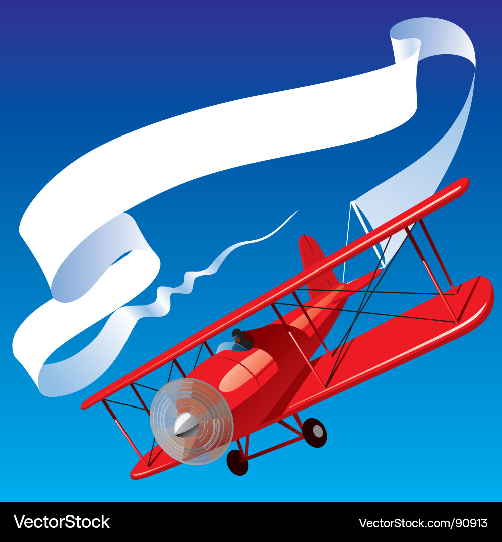 Vintage Biplane in Blue Sky Royalty Free Vector Image