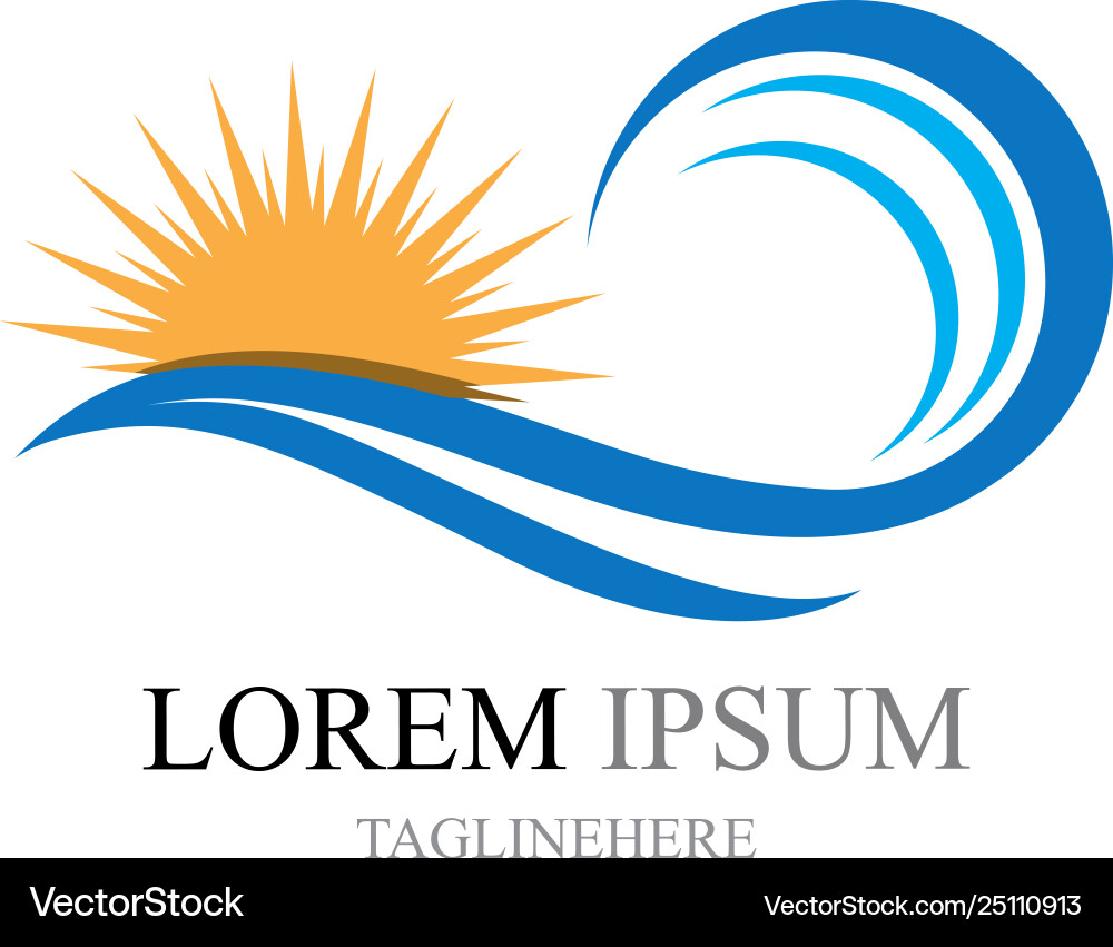 Water wave and sun icon design Royalty Free Vector Image