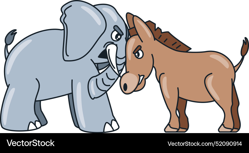 Angry donkey and elephant cartoon Royalty Free Vector Image