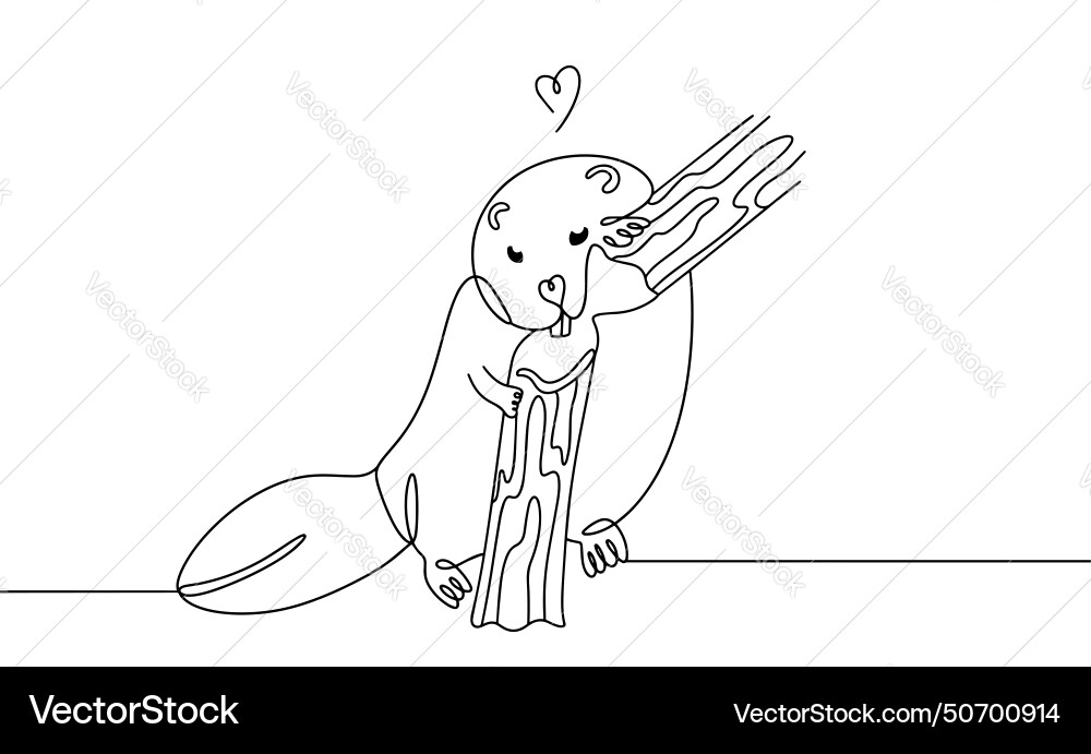 Beaver chews on a tree trunk Royalty Free Vector Image