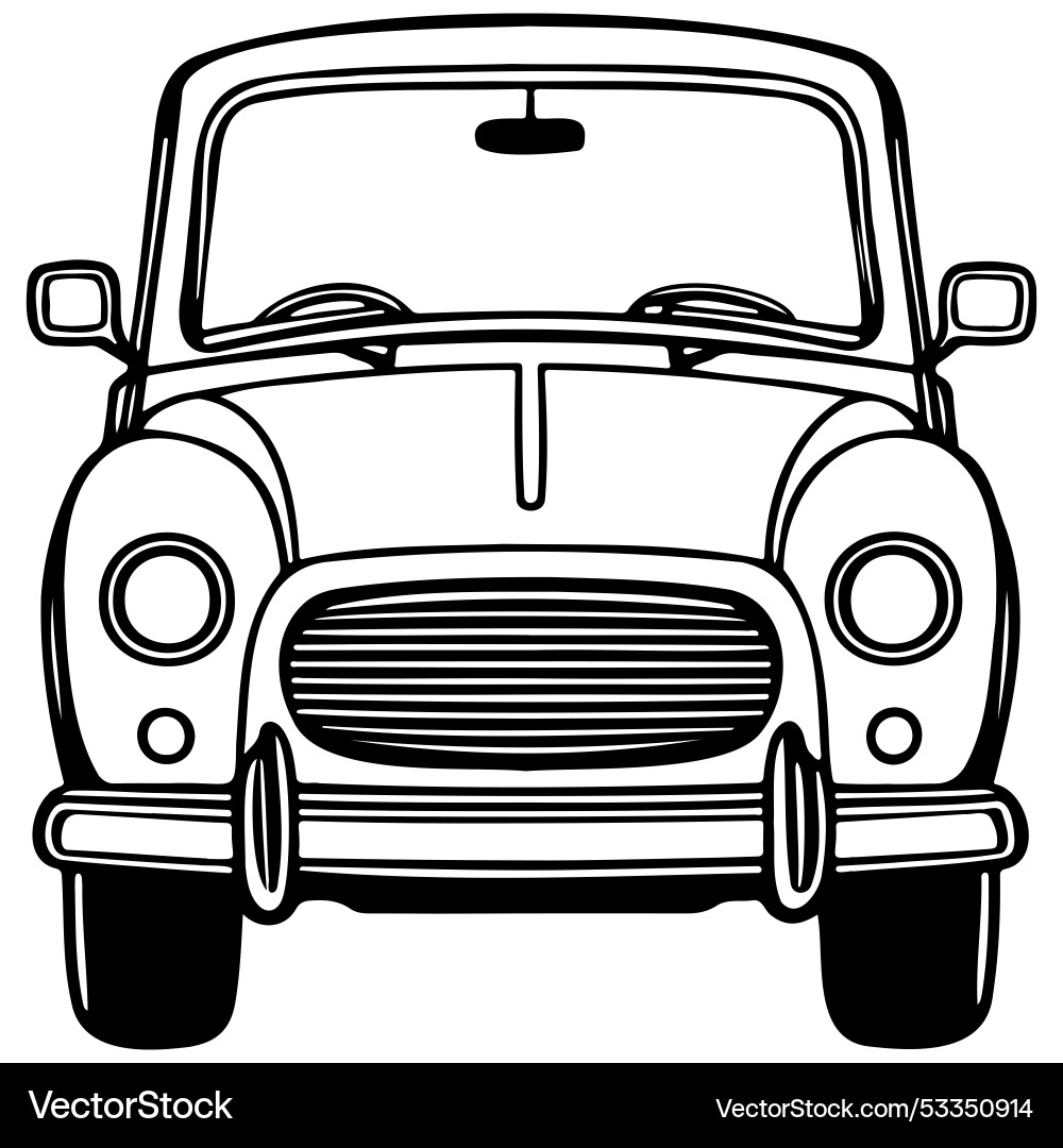 Car sketch realistic line monochrome drawing Vector Image