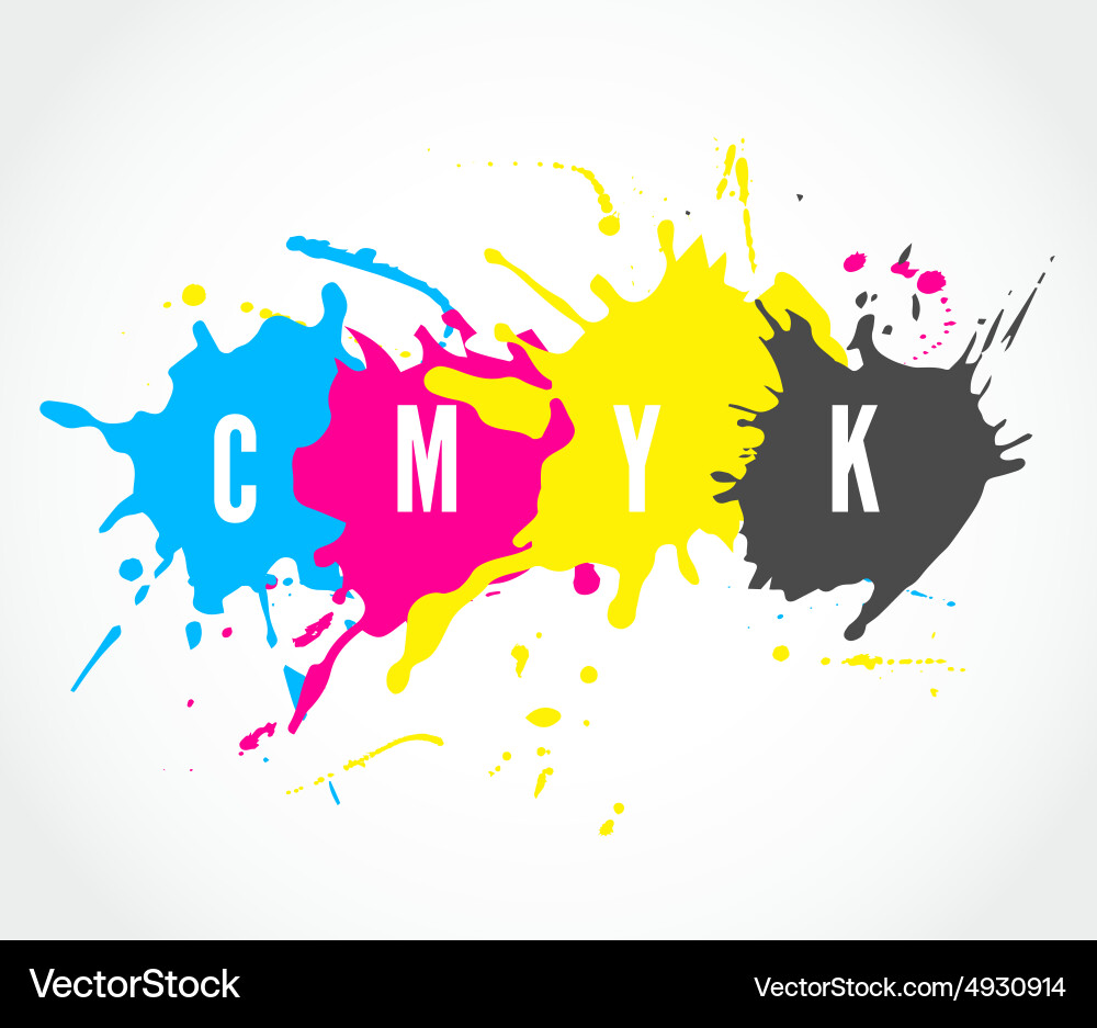 Cmyk ink splashes logo Royalty Free Vector Image