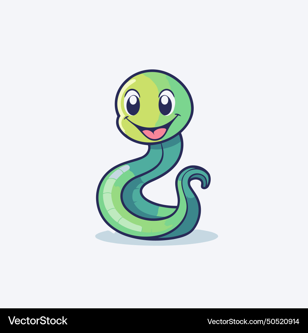 Cute cartoon snake character isolated on white Vector Image