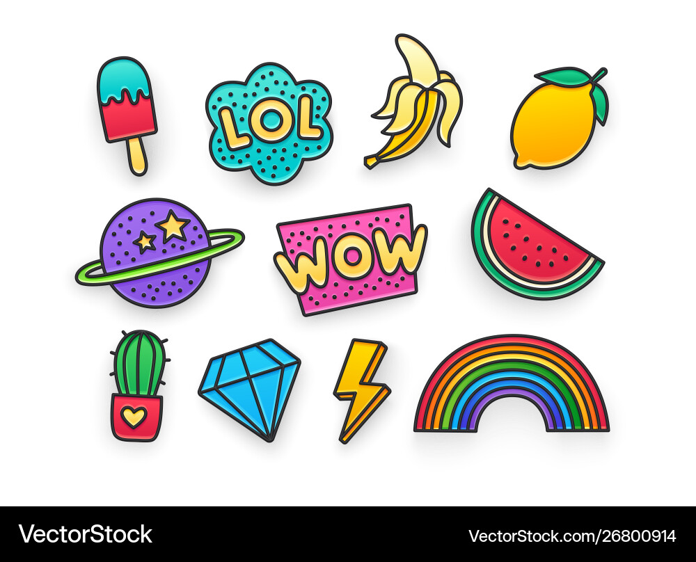 Enamel pin clothing patch patches Royalty Free Vector Image