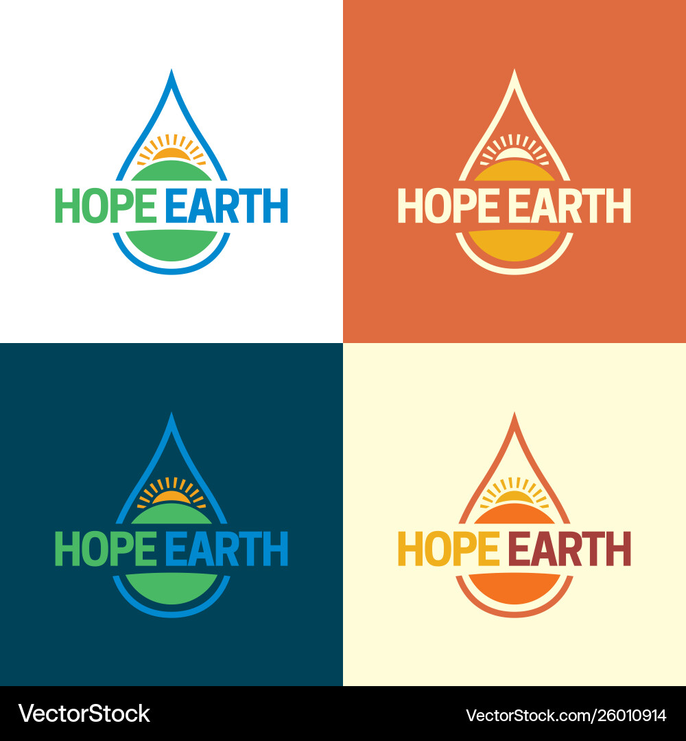 Hope earth sun water logo and icon Royalty Free Vector Image