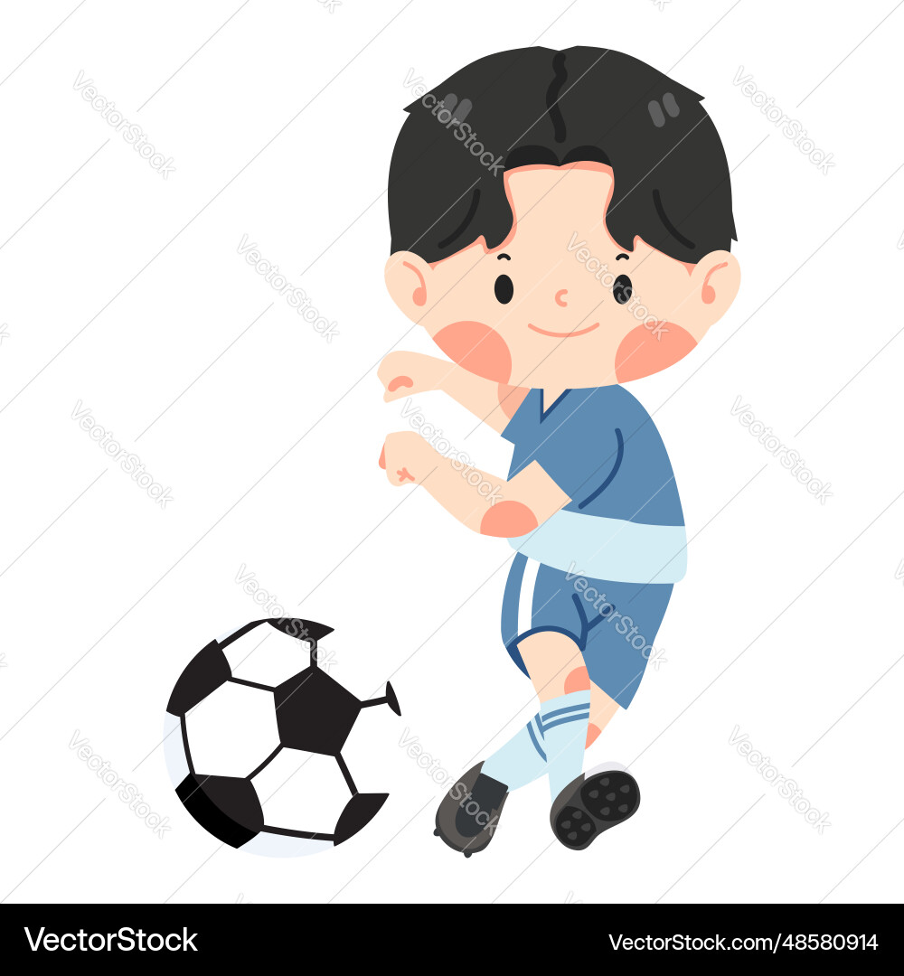 Kid child boy playing football Royalty Free Vector Image