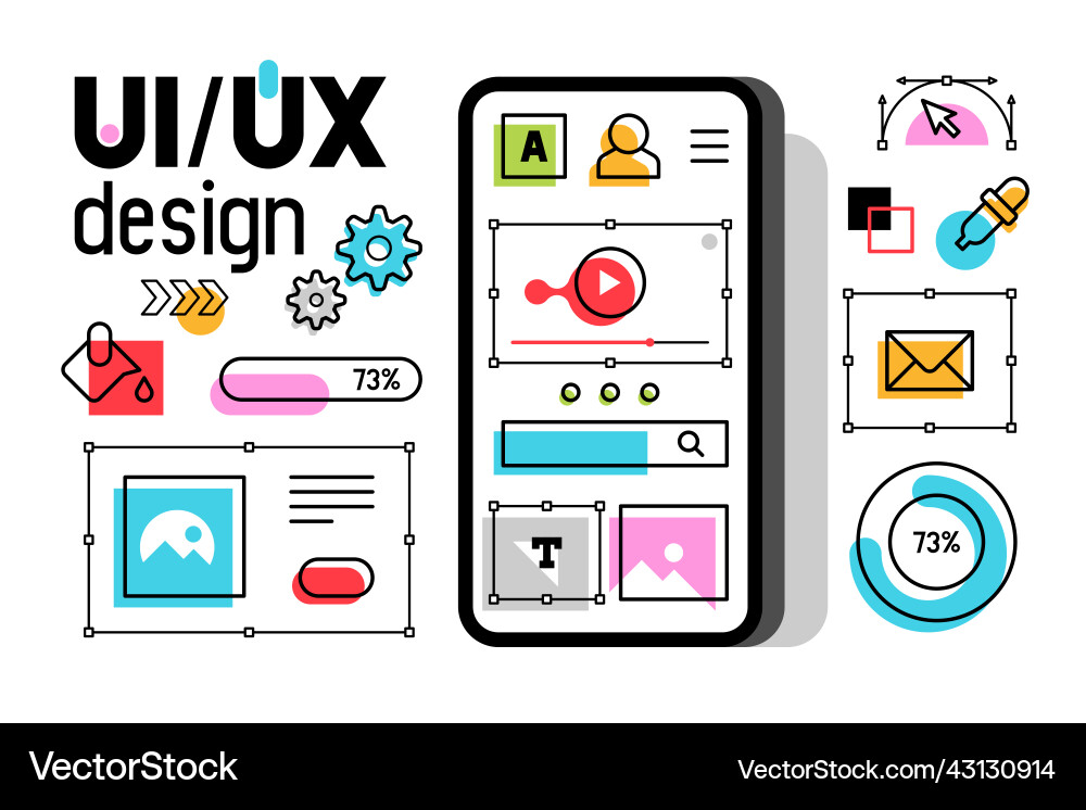 Mobile with ui-ux development design concept Vector Image Mobile with ui-ux development design concept Vector Image