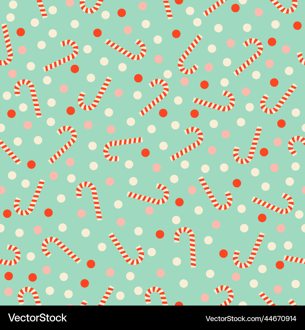 Pastel christmas candy canes and confetti Vector Image