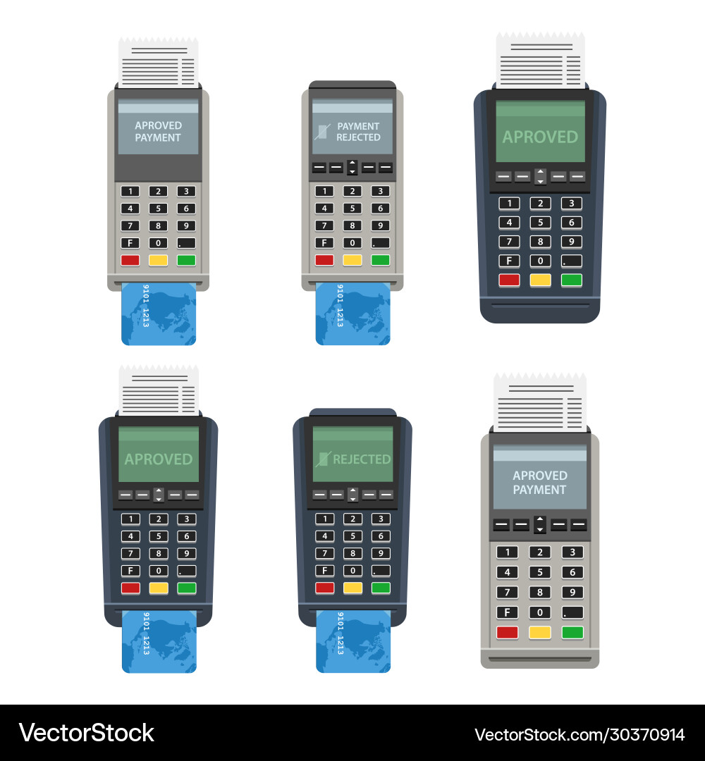 Pos machine set Royalty Free Vector Image - VectorStock