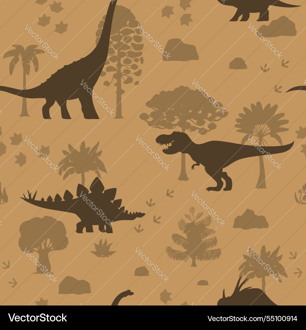 Prehistoric dinosaurs seamless pattern background Vector Image