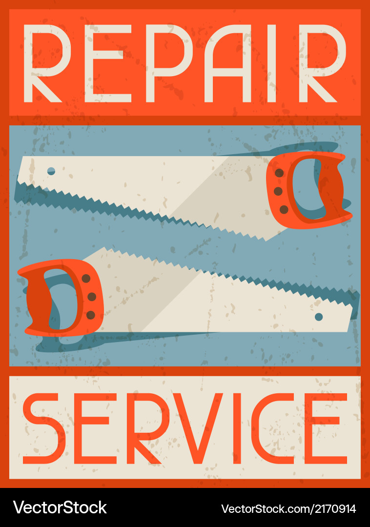 Repair service retro poster in flat design style Vector Image