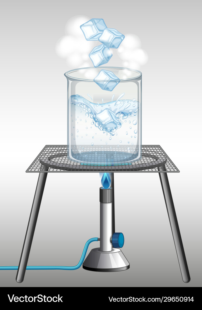 Science experiment with burning ice in beaker Vector Image