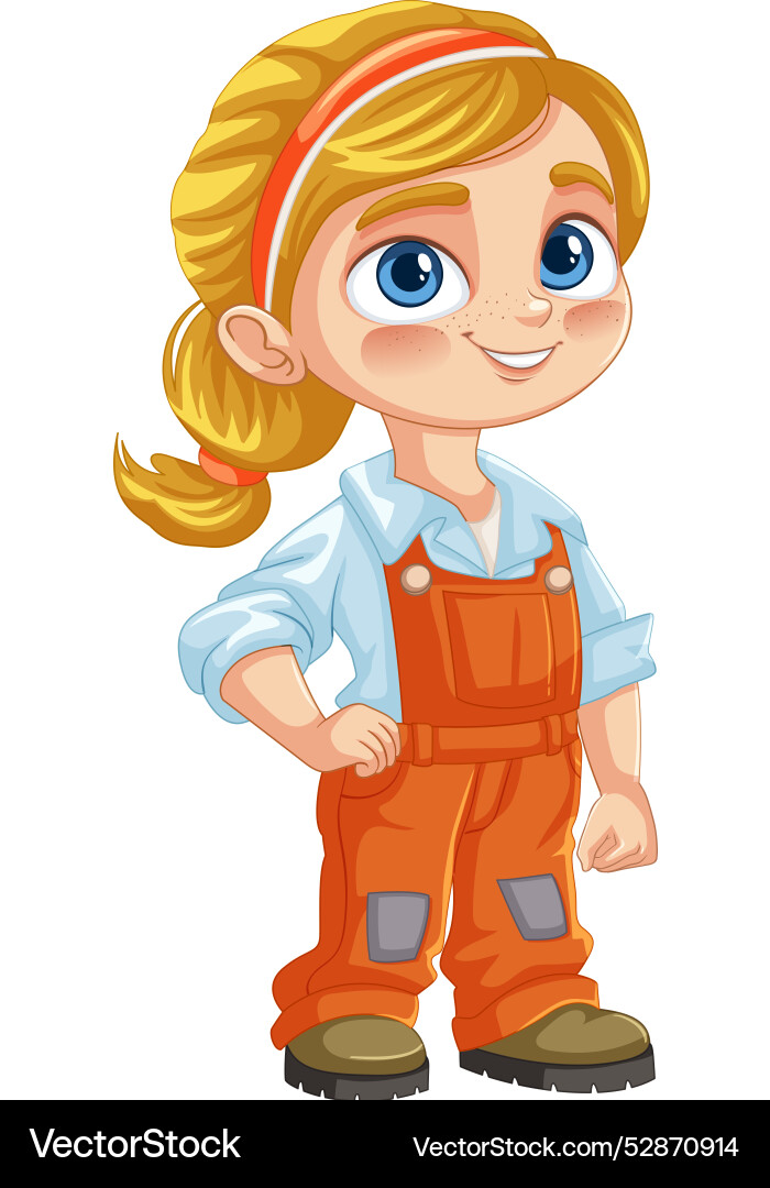 Smiling boy in orange overalls Royalty Free Vector Image